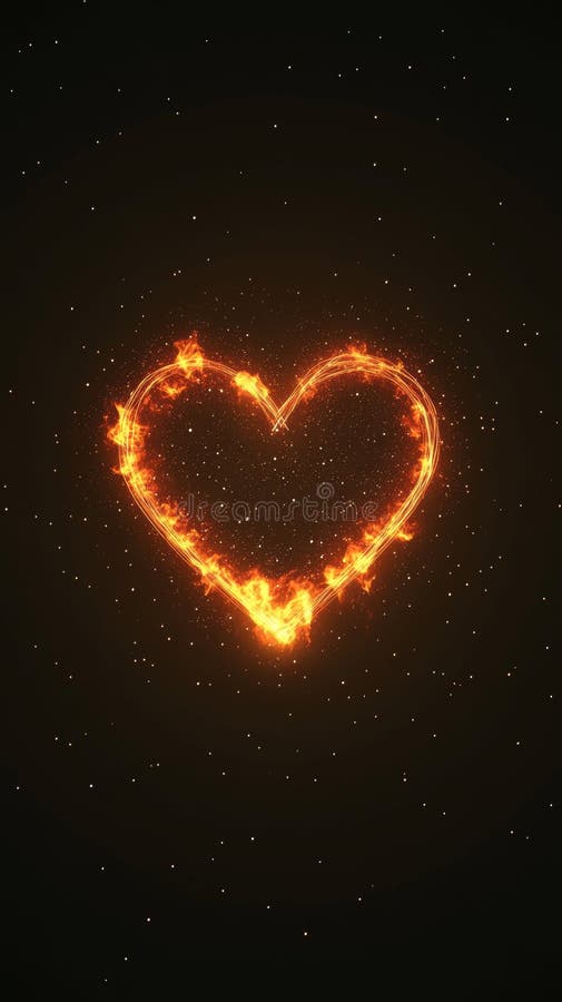Red Sparks Envelop a Fire-filled Heart Stock Image - Image of ...
