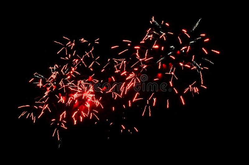Red Sparks from Fireworks in the Night Sky Stock Image - Image of show ...