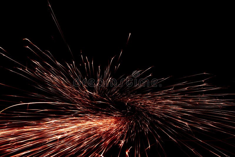 Red Sparks from the Grinder Glowing in the Dark Stock Photo - Image of ...