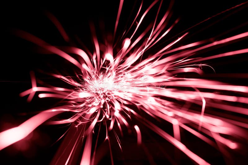 Red Sparks from the Grinder Glowing in the Dark Stock Photo - Image of ...