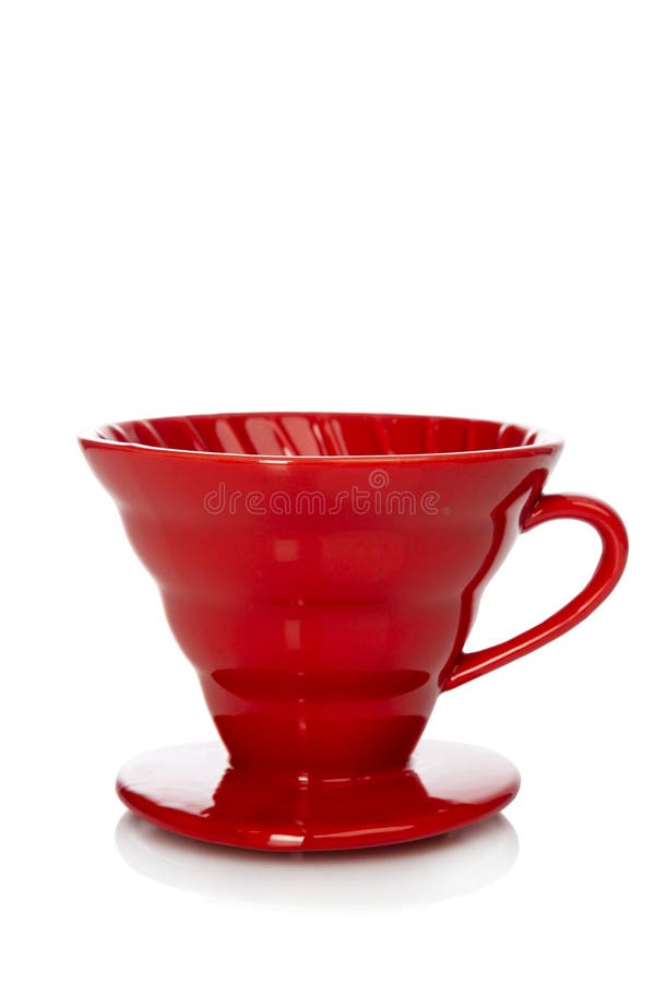 Red Special Cup for Making Coffee. Isolated on White Background Stock ...
