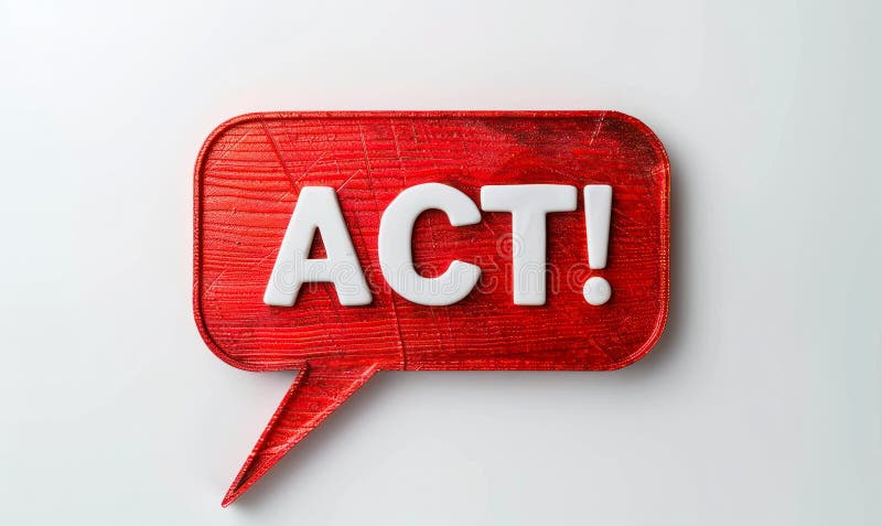 Red Speech Bubble with ACT! Encouraging Immediate Action and Response ...