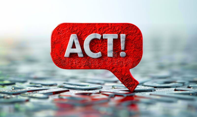 Red Speech Bubble with ACT! Encouraging Immediate Action and Response ...