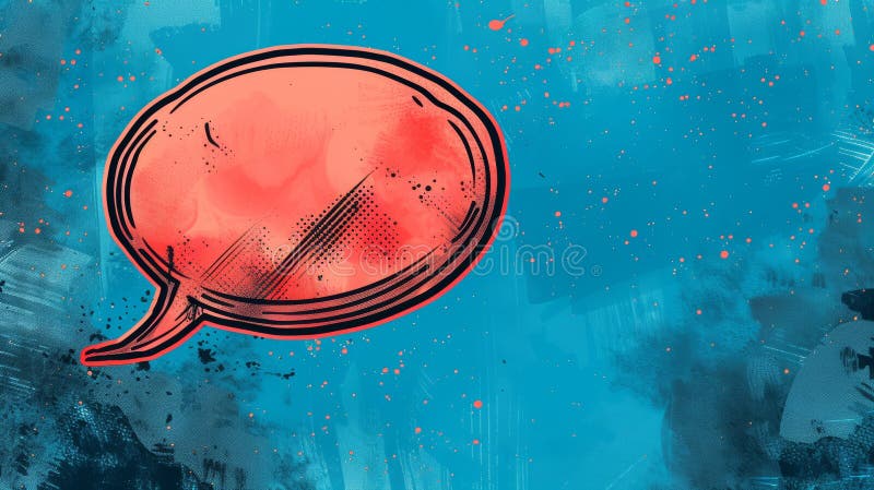 Red Speech Bubble on Blue Abstract Background, Artistic Digital ...