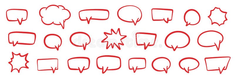 Red Speech Bubble Highlight Doodles, Vector Cartoon Conversation Frame ...