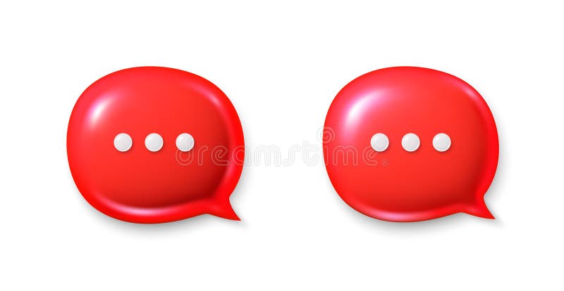 Red Speech Bubble Icons. Chat Comment Icons Set. 3d Talk Message Box ...