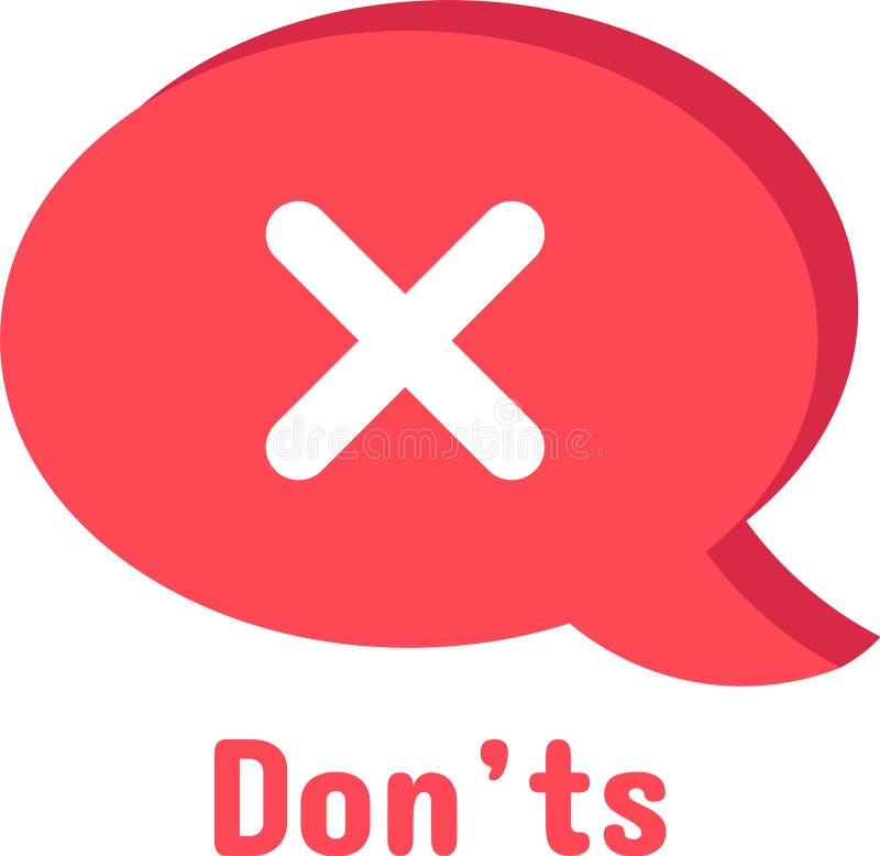 Red Speech Bubble with White Cross Mark Symbolizing Don Ts, Rejection ...