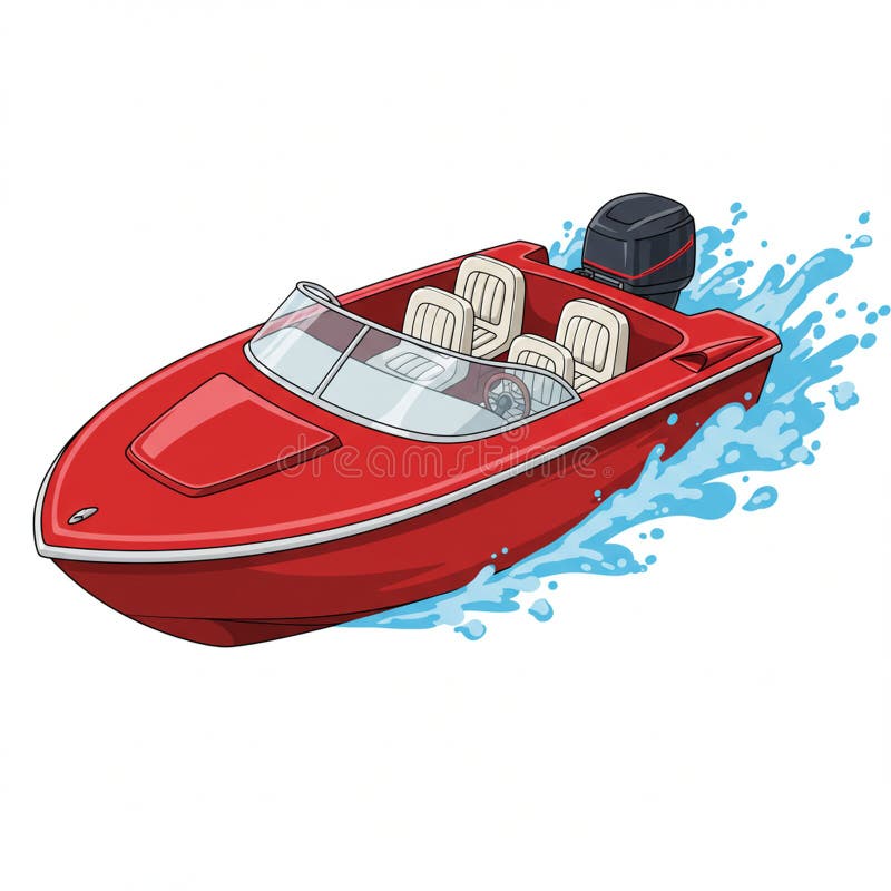 Red Speedboat with Streamlined Design, Featuring a Sleek, Glossy ...