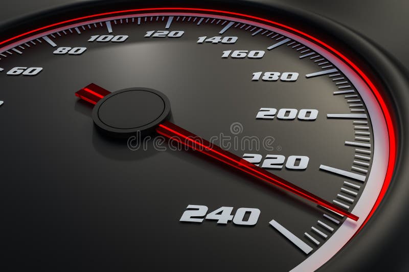 Red Speedometer in Car on Dashboard Stock Illustration - Illustration ...