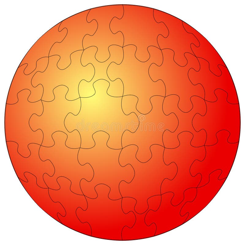 Red Sphere Composed of Puzzles. Raster Stock Illustration ...