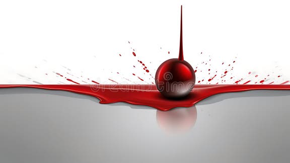 Red Sphere Dripping Paint Creating a Splash Effect Stock Illustration ...