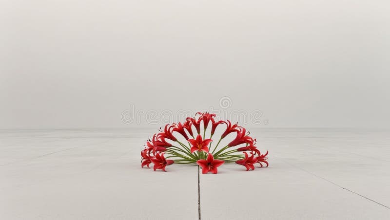 Red Sphere Lily Flowers in an Open Space. Stock Image - Image of calla ...