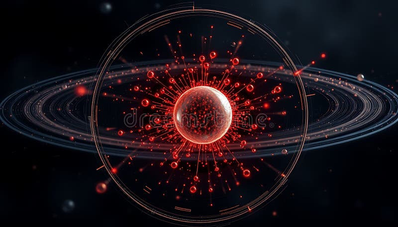 Red Sphere with Ring System in Space, Stock Illustration - Illustration ...