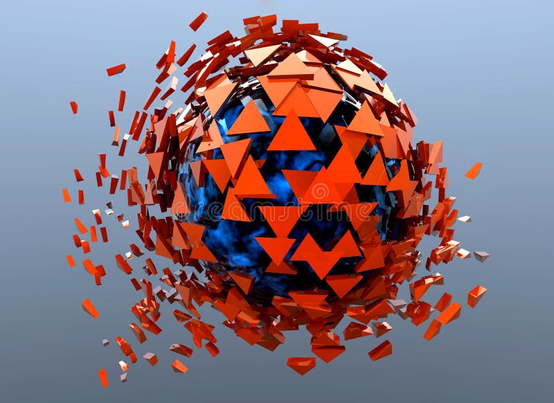Red Sphere Shattered Abstract 3d Isolated Stock Illustration ...