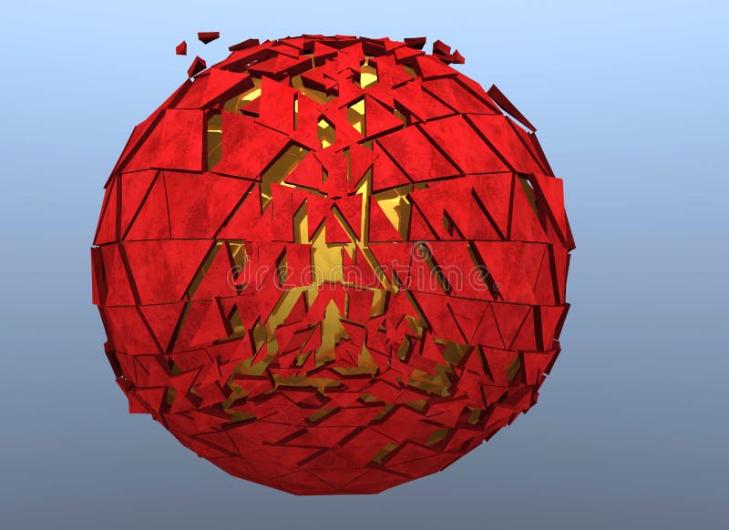 Black and Red Sphere Shattered Abstract 3d Isolated Stock Illustration ...