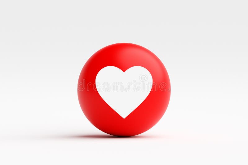 Red Sphere Showing White Heart Symbol on White Background Stock ...