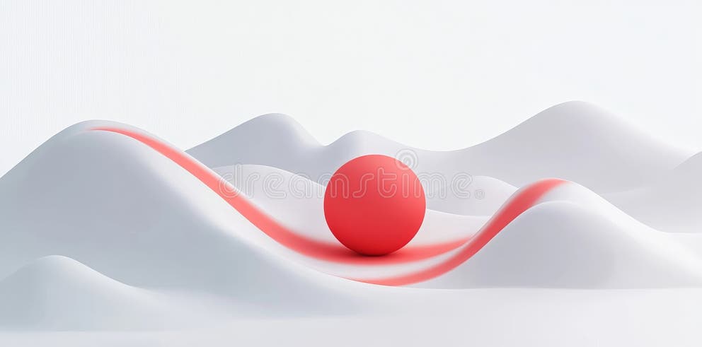 A Red Sphere Sits Atop a Rising Wave-shaped Graph Set Against a White ...
