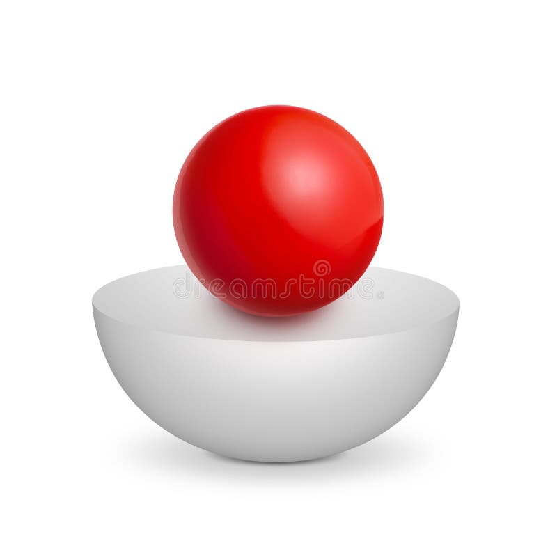 Red Sphere on White Semi Sphere Mockup Stock Illustration ...