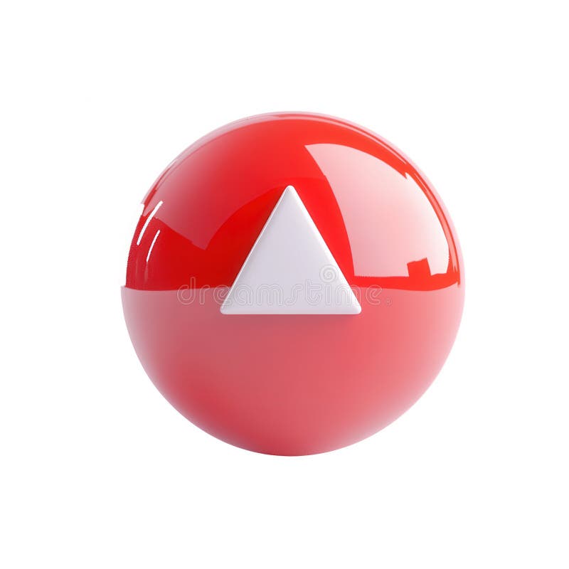 Red Sphere with White Upward Triangle Icon Stock Photo - Image of ...