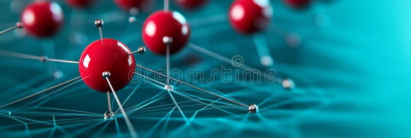 Red Spheres Connected by Lines on Abstract Turquoise Background Red ...