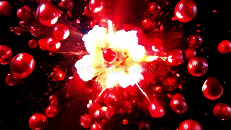 Red Spheres Exploding Creating Colorful Smoke Cloud Stock Footage ...