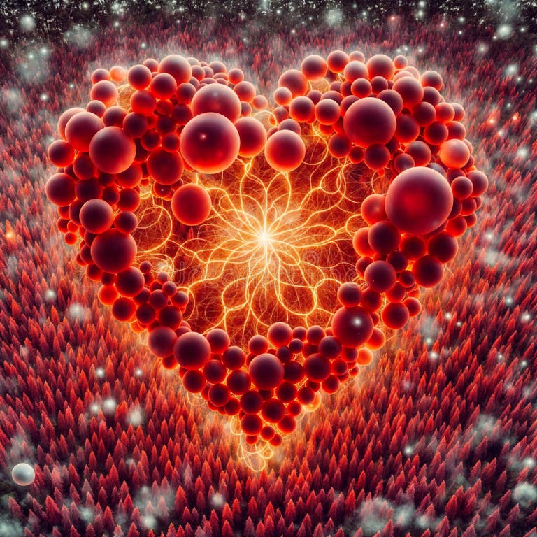 Heart Shape Made of Red Spheres. 3D Rendering, Generative Ai Stock ...