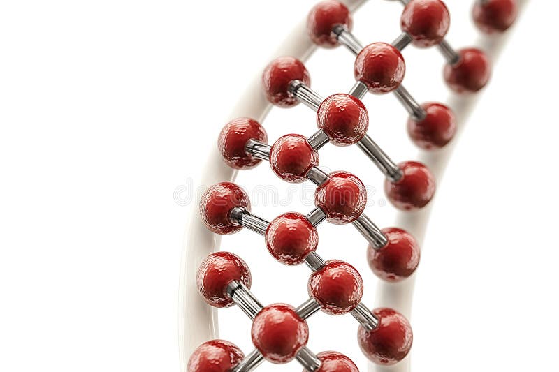 Red Spheres Linked by Silver Rods Molecular Model Stock Illustration ...