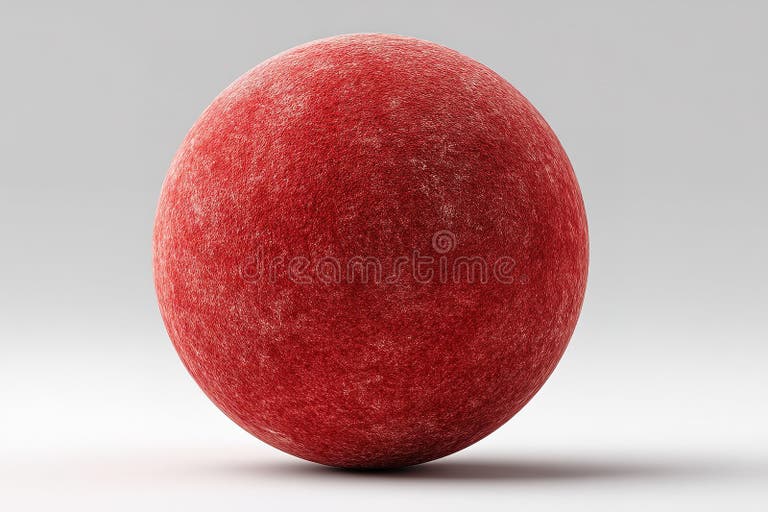 Red Spherical Object with Textured Surface Displayed Against a Neutral ...