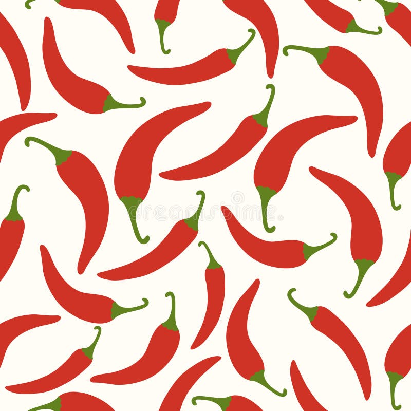 Red Spice Chili Pepper Seamless Pattern. Vector Illustration Stock ...