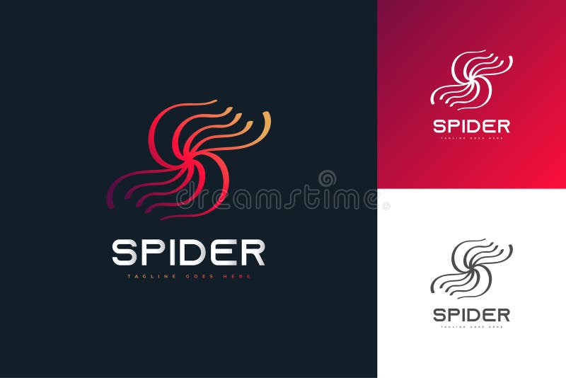 Red Spider Logo Illustration with Hand Drawn Style Stock Vector ...