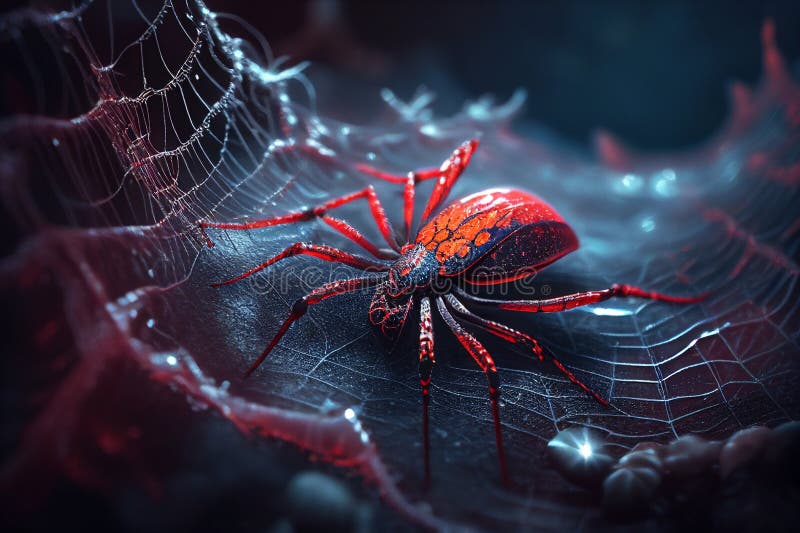 Red Spider on Web Created with Generative AI Technology. Stock ...