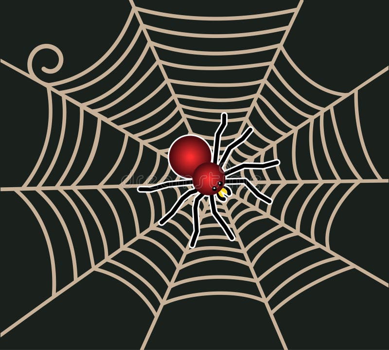 Red spider on web stock vector. Illustration of insect - 45008374