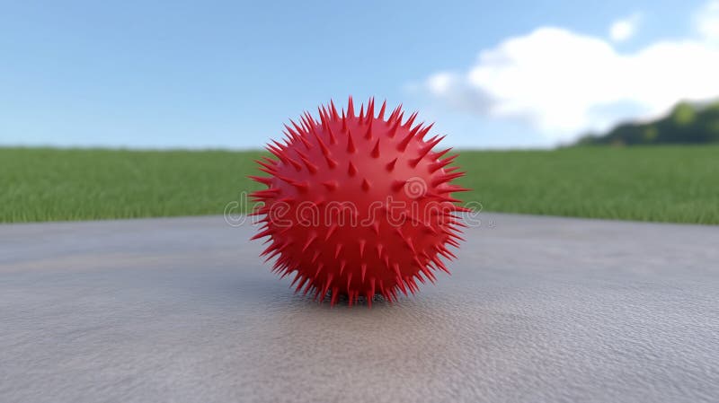 Red Spiky Ball on a Paved Surface Stock Photo - Image of round, grass ...