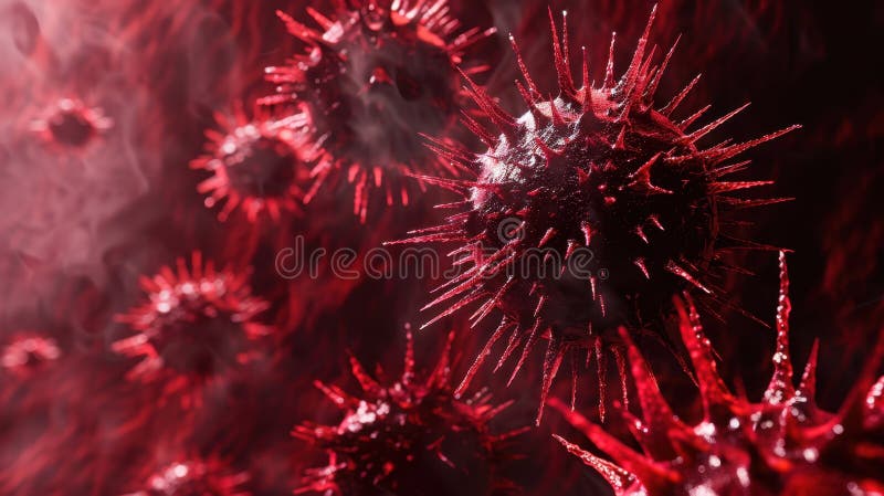 The Red Spiky Virus.AI Generated Image Stock Photo - Image of corona ...