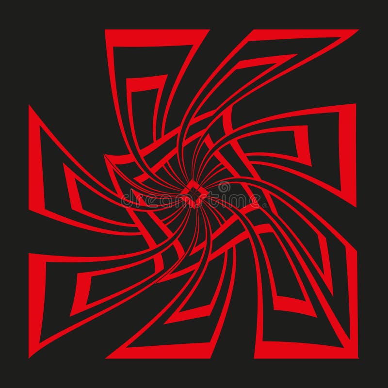 Red Spiral Illusion. Twisted Triangle Shape. Dynamic Vortex Vector ...