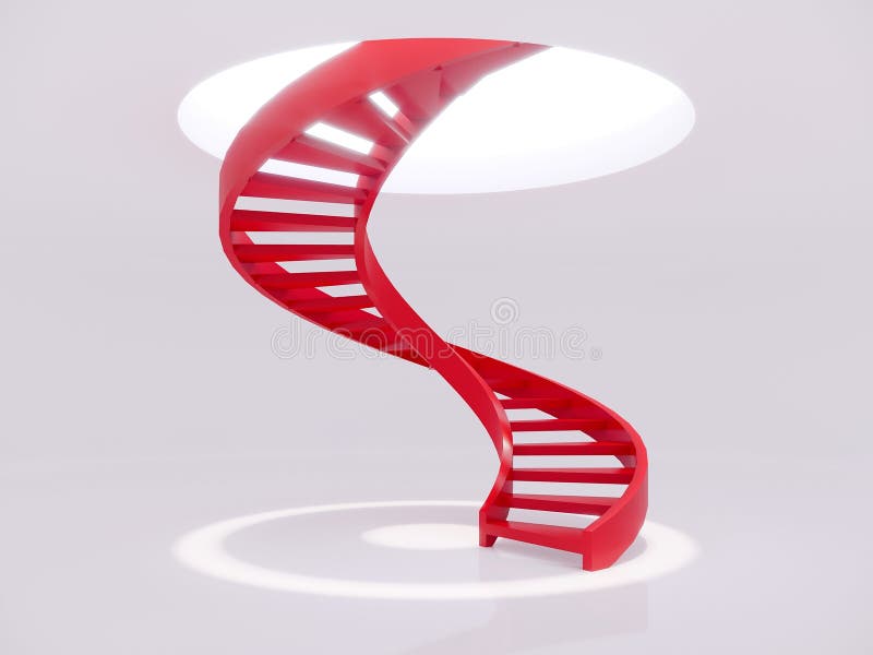Red Spiral Staircase in White Space, 3d Stock Illustration ...