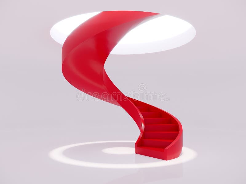 Red Spiral Staircase in White Space, 3d Stock Illustration ...