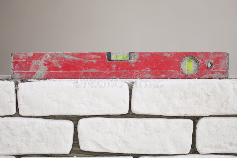 Red Spirit Building Level in Construction Site Stock Photo - Image of ...