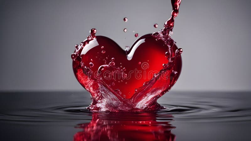 Red Splash a Heart Shaped Water Drop with Water Splashing on it Stock ...