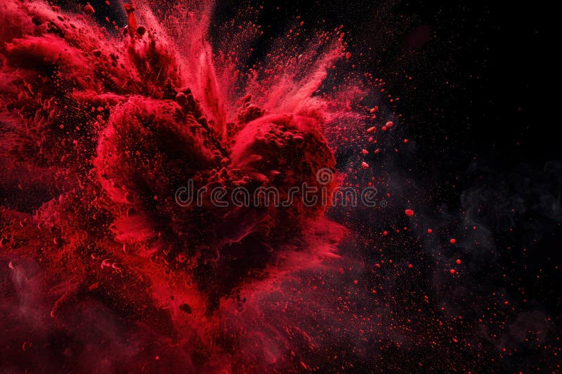 Red Splash in the Shape of a Heart on Black Background. Stock Photo ...