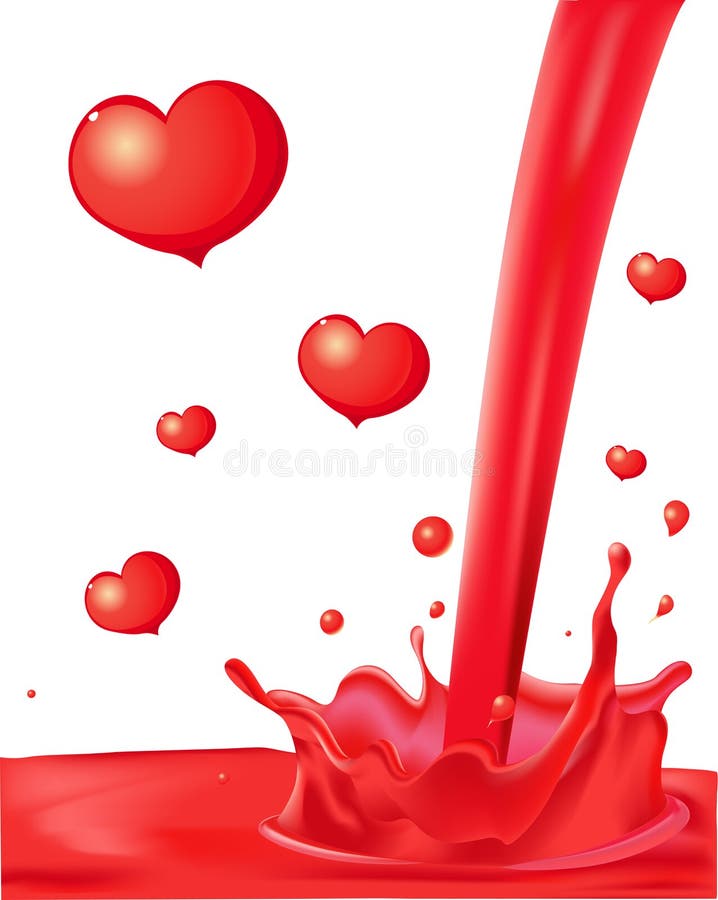 Red Splash with Valentines Heart Abstract Love Vector Illustration ...