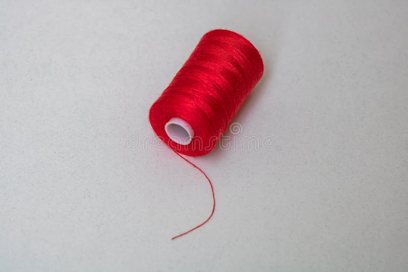 Red Spool of Sewing Thread Isolated, Close Up Stock Image - Image of ...