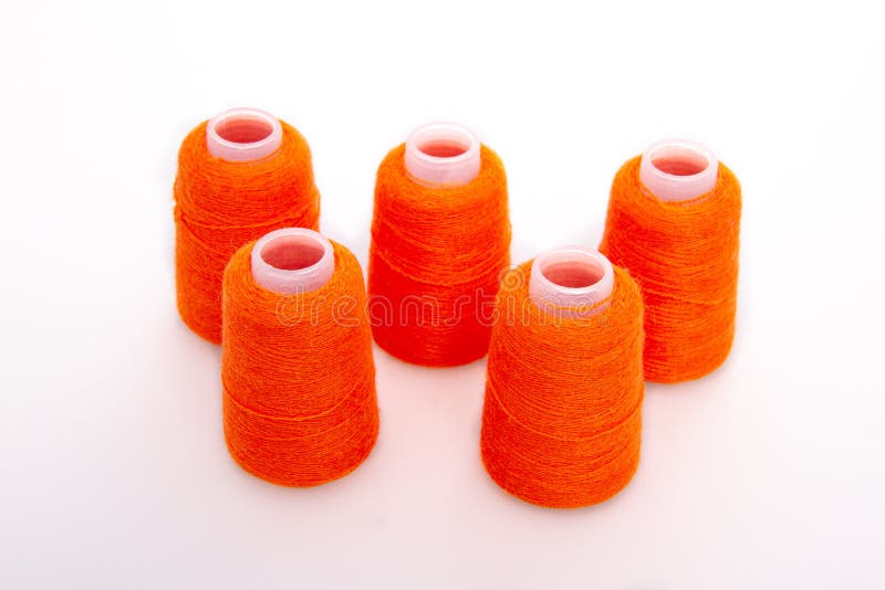 Red Spool of Thread Isolated on White Background. Skein of Woolen ...