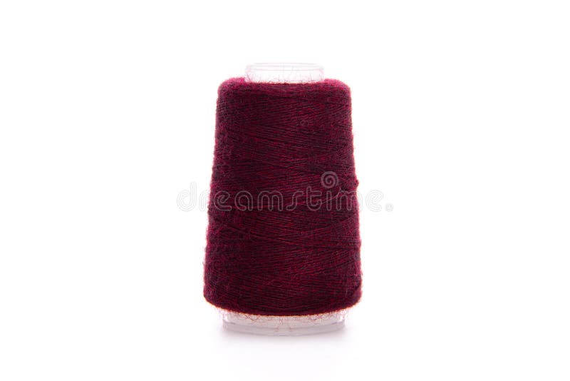 Red Spool of Thread Isolated on White Background. Skein of Woolen ...