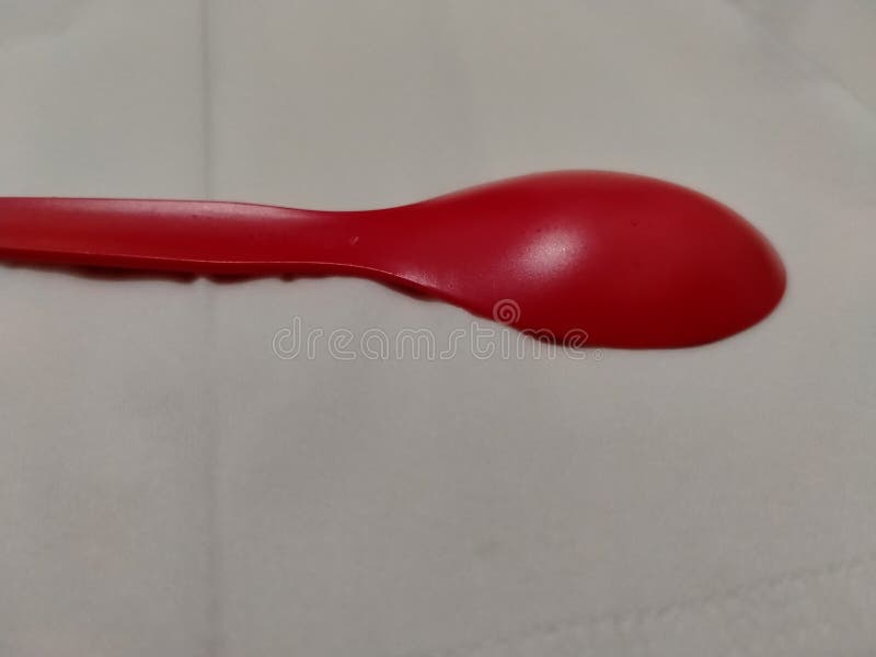 Red Spoon for Eating Ice Cream Stock Image - Image of finger, organ ...