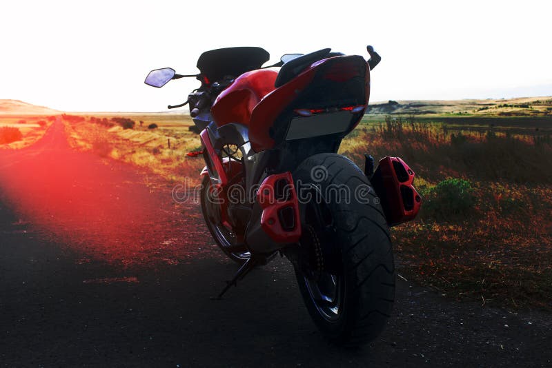 Red Sport Bike Stands on the Track Stock Image - Image of championship ...