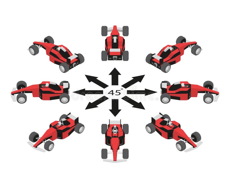 Rotation of Racing Car by 45 Degrees. Stock Vector - Illustration of ...
