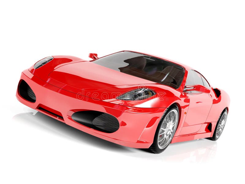 Red Sport Car on White Background Stock Photo - Image of rendering ...