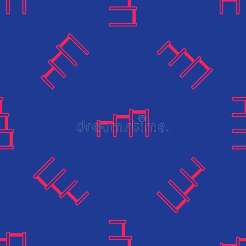 Red Sport Horizontal Bar Icon Isolated Seamless Pattern on Blue ...