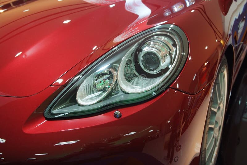 Red sports car stock image. Image of salon, sports, exibition - 17338883